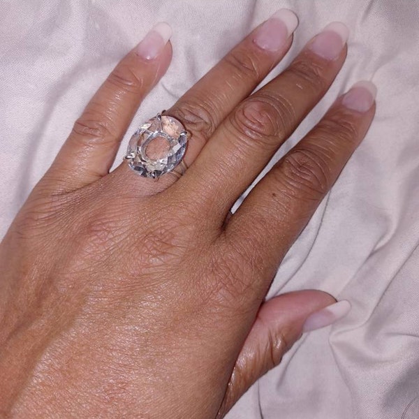 Large Quartz Ring · Crystal Quartz Ring · Silver Ring · Gemstone Ring ...