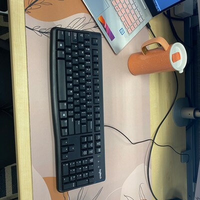 Grey Abstract Dots Desk Mat, Aesthetic Desk Accessory, Cute Workspace ...