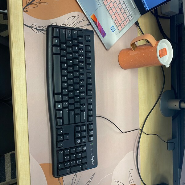 Grey Abstract Dots Desk Mat, Aesthetic Desk Accessory, Cute Workspace ...