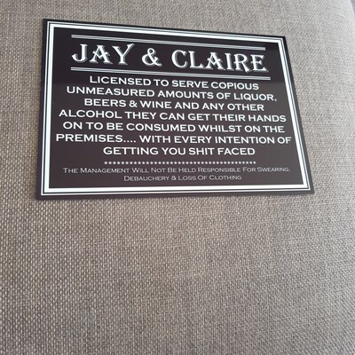 Personalised Licensee Aluminium Metal Sign Customised With - Etsy