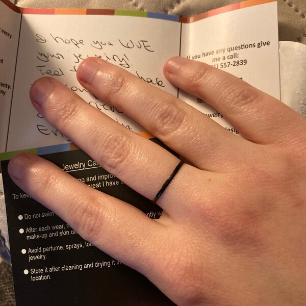 Super Thin Black Silver Stackable Ring(s), Black Ring, Stack Rings ...