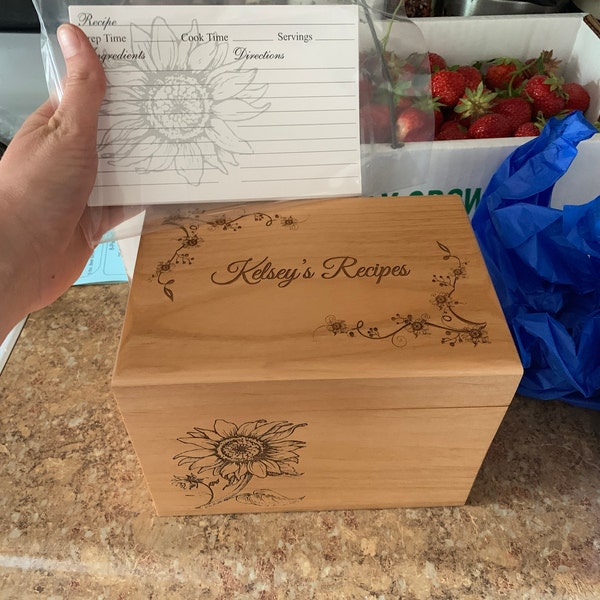 Wedding Present, Personalized Recipe Box, Gift for Her, Sunflower Decor ...