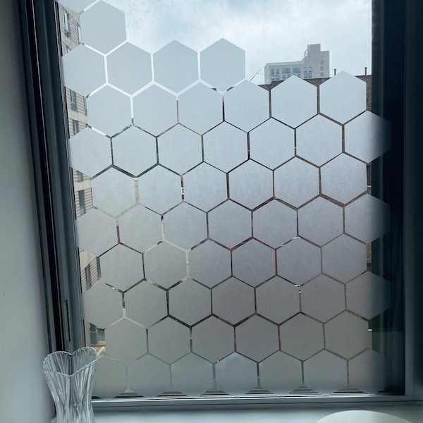 Honeycomb Frosted Window Film, Hexagon Window Decal, Geometric Etched ...