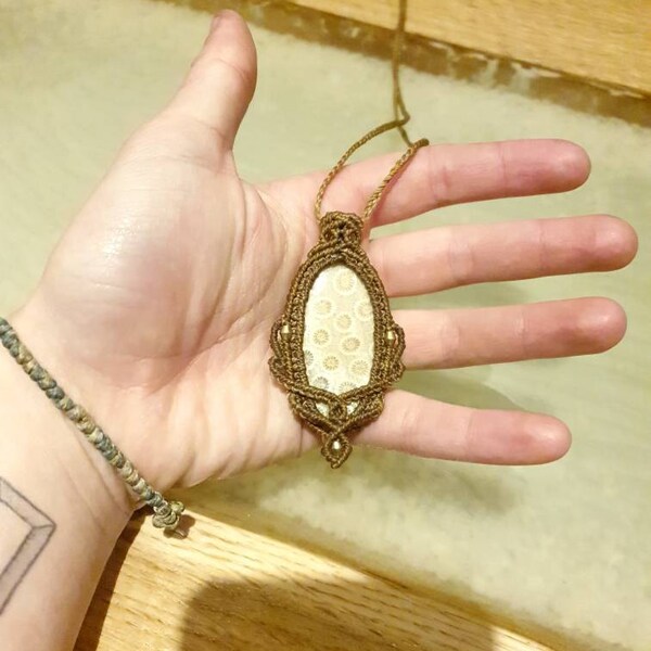 Macrame Key Chain With Picture Jasper Bead and Brass Fatimas Hand, Boho ...