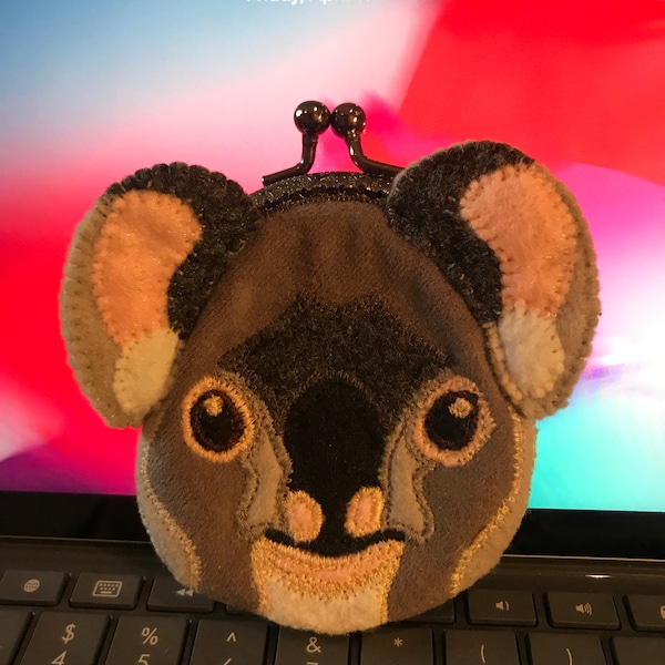 Koala Purse, Koala Coin Purse, Purse, Felt Koala Metal Frame Kisslock ...