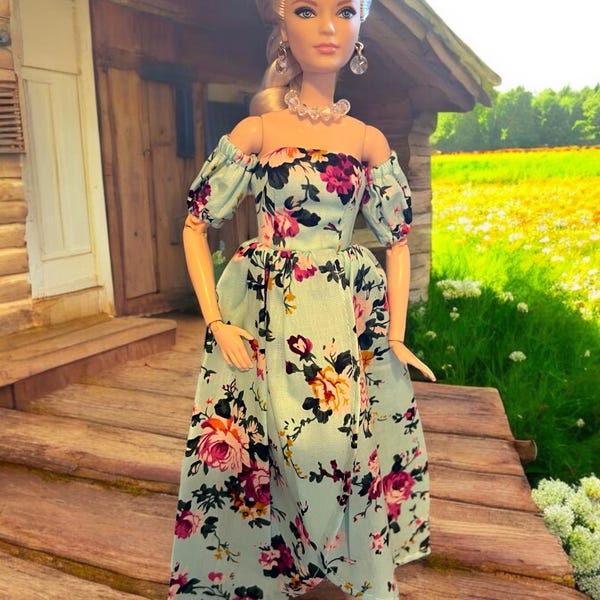 Doll Floral Dress, Doll Fashion Clothing, 1/6 Scale Clothes, Doll ...