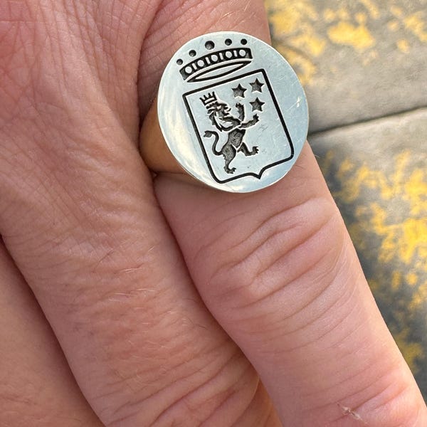 Men's Solid Gold Signet Ring, Custom Engraved Pinky for Him, Family ...