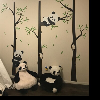 Nursery Panda Bear Bamboo Tree Wall Nursery Decal Art Forest - Etsy