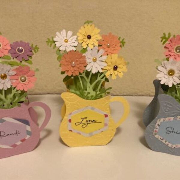 Pitcher of Flowers Card SVG. Flower Box Card Cutting File. Floral Card ...