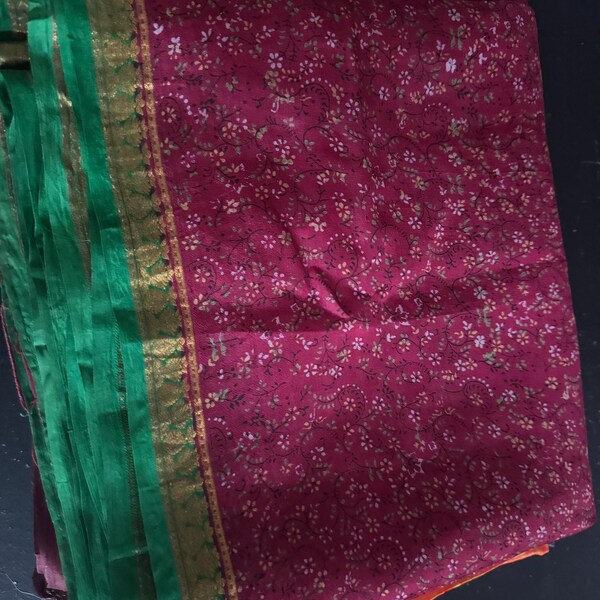 Vintage Silk Sari Women Wear 100% Pure Silk Sari Fabric 5 Yard Silk ...