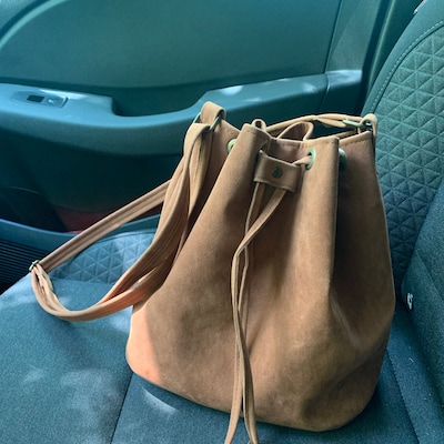 Crossbody Bucket Bag Suede Bucket Bag Brown Leather Tote - Etsy