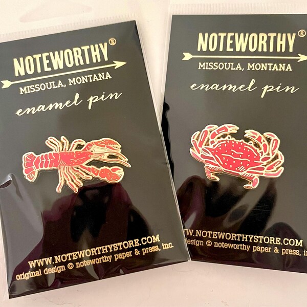 Crab Enamel Pin, Red and Gold Crab Pin, Single Hard Enamel Pin With ...