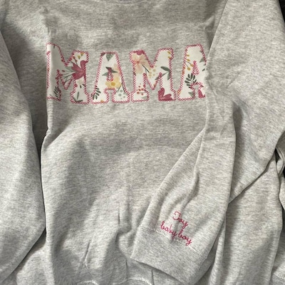 Mama Embroidered Baby Outfit Keepsake Applique Sweatshirt Simple Mama ...
