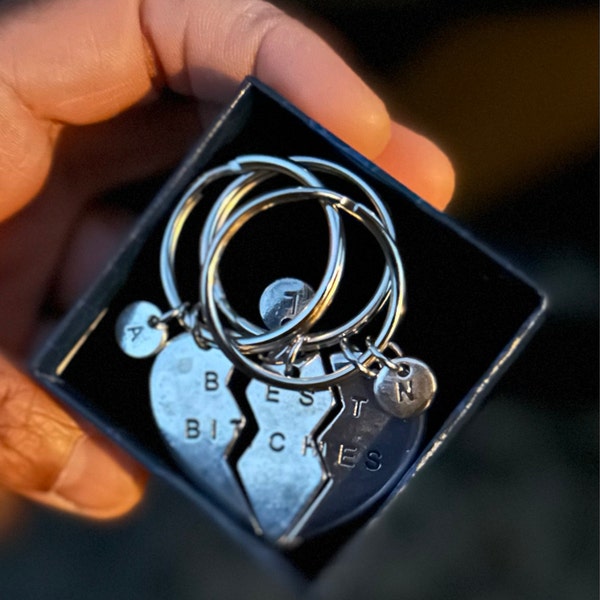 Personalized 3 Best Friends Keychains, Best Bitches Kechains, 3 BFF Key ...