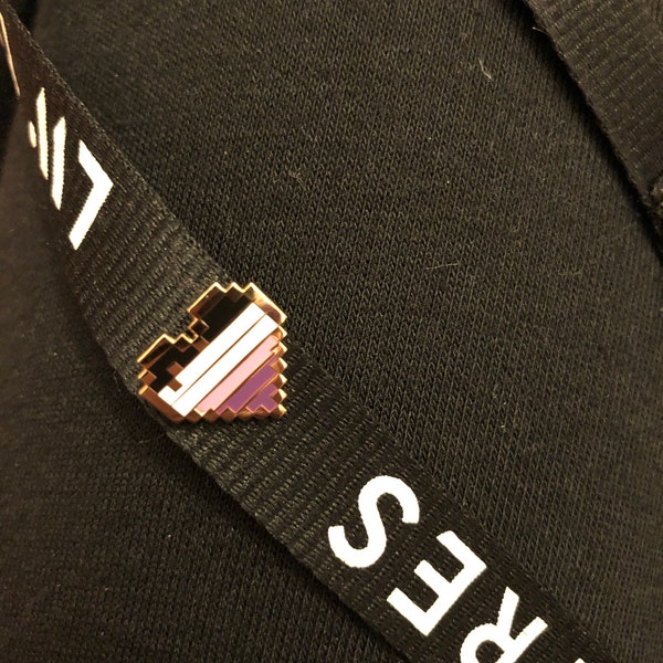 Asexual Pixel Pride Heart Pins — Subtle Flag Badge Love Gift Button ...