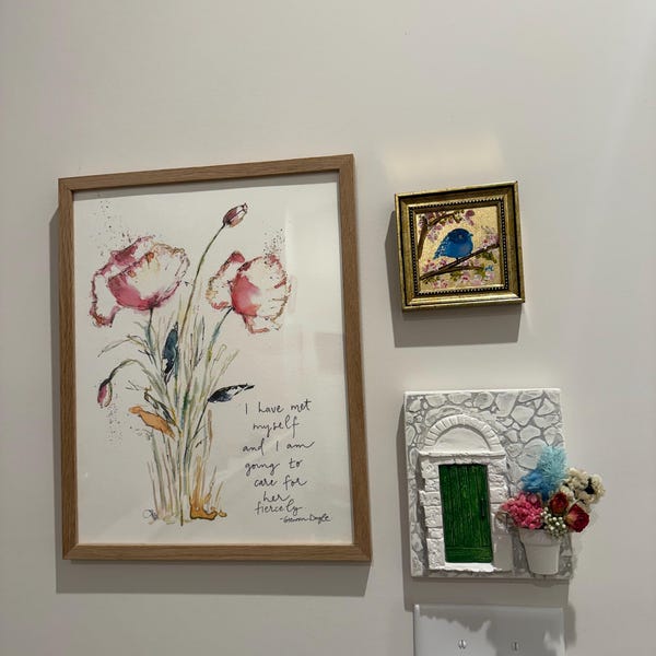 White Flowers Painting on Gold Leaf, 5x5 Inch Original Signed Miniature ...