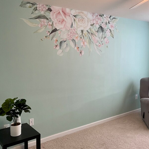 Removable Watercolor Flowers Wall Decals KATIE MAY Roses Blooms Peonies ...