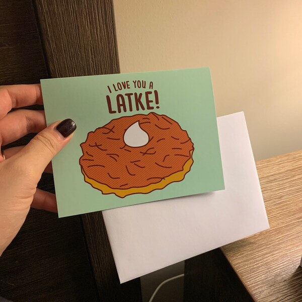 Hanukkah Latke Card "love You a Latke!" - Chanukkah Greeting Card ...