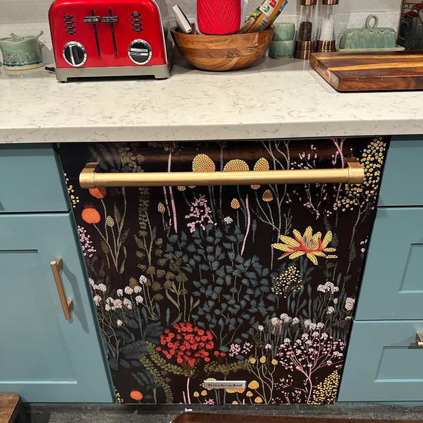 Boho Fridge Wrap Floral Vintage, Refrigerator Wrap Vinyl Side by Side ...