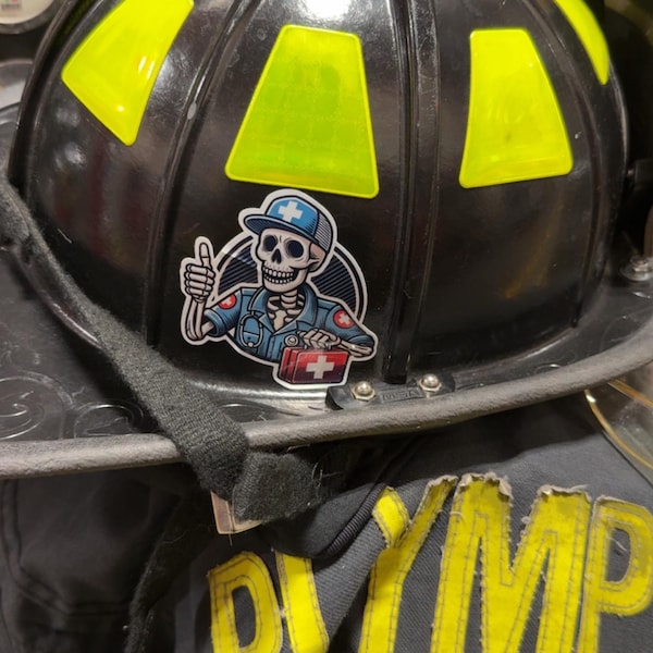 Skeleton Firefighter Sticker, Firefighter, Bunker Gear, Fireman, Ax ...