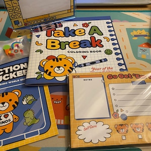 Kidcore Self Care Kit Coloring Book, Notepad, Stickers, Mini Dry Erase ...