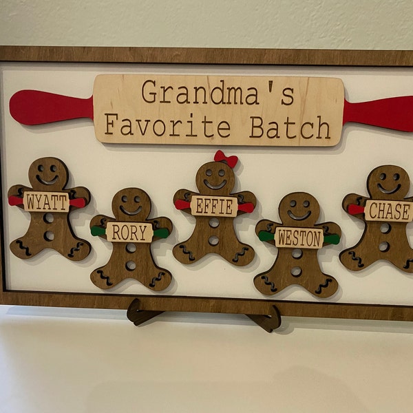Personalized Gingerbread Family Wood Sign, Gingerbread Grandchildren ...