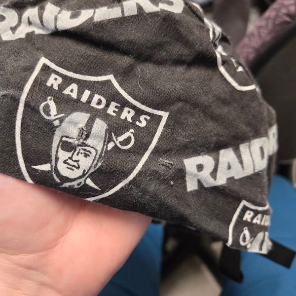 Las Vegas Raiders Distressed NFL Tie Back Scrub Cap, Nurse Hat ...