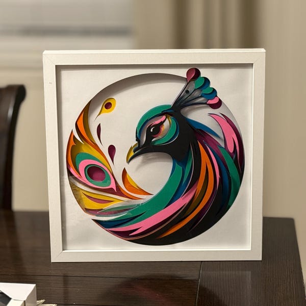 3d Peacock, Shadow Box Templates, 3D Bird Shadow Box / SVG for ...