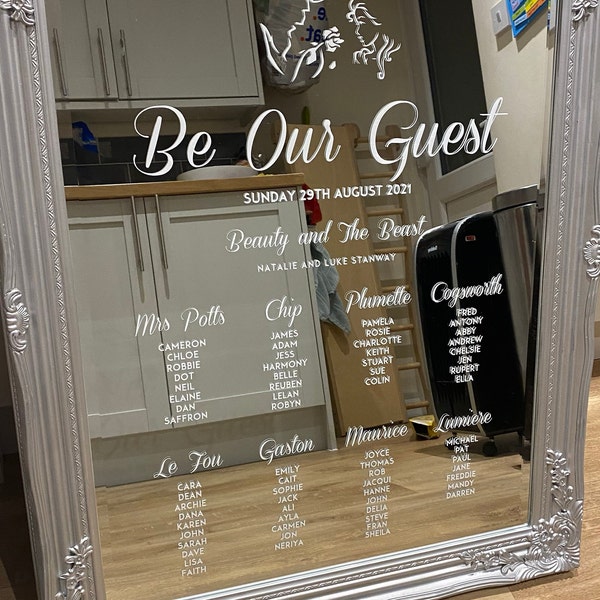 Mirror Wedding Table Plan • Vinyl Lettering/vinyl Stickers • DIY ...