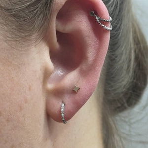 NEW BEATTI Draping Chain Collection Double Chain Theadless End Labret ...