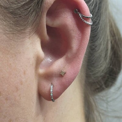 NEW BEATTI Draping Chain Collection Double Chain Theadless End Labret ...