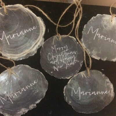 Personalised Shell Christmas Gift Tags, Calligraphy Favor Tags ...