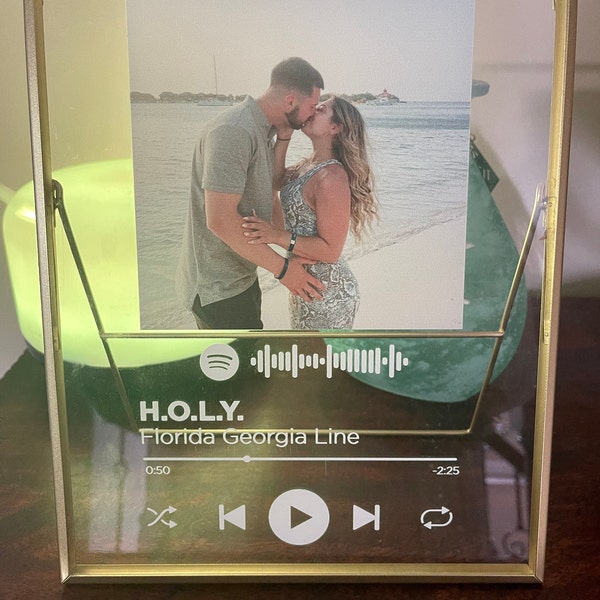 Custom Couple Song Glass Frame, Custom Music Plaque, Song Frame ...