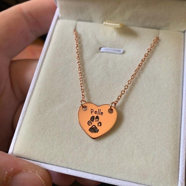 Engraved Double Fingerprint Heart Necklace,actual Fingerprint Necklace ...