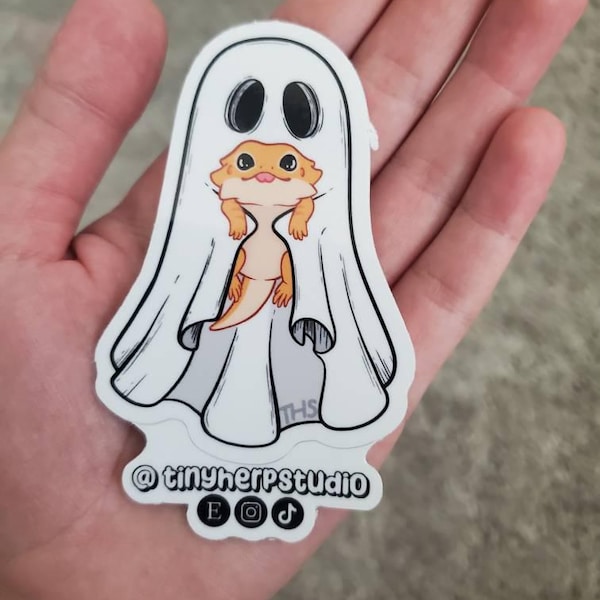 Bearded Dragon With Ghost Sticker - Etsy