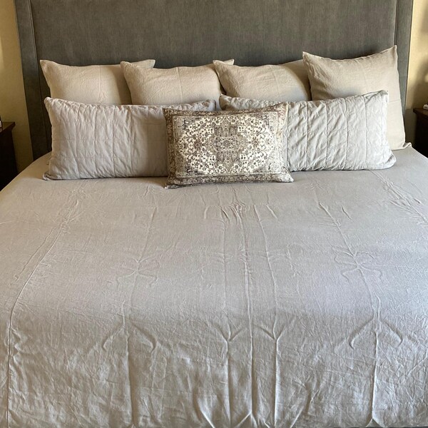 Raspberry Linen Bedding Set 1 Duvet Cover and 2 Pillowcases Softened ...