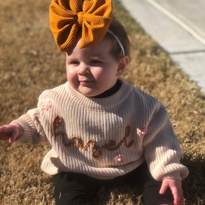 Custom Name Letter Sweater, Hand Knit Sweater, Baby Initial Sweater ...
