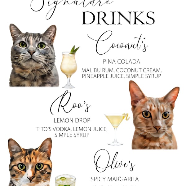 Custom Pet Bar Menu Sign His and Hers Signature Drink With Dog Custom ...