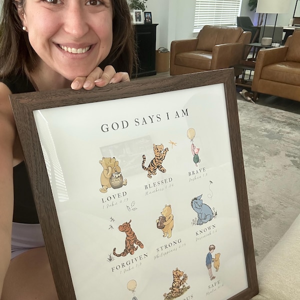 Classic Winnie the Pooh Wall Art, God Says I AM Biblical Affirmations ...