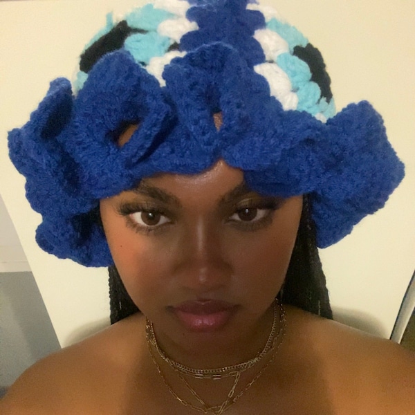 Evil Eye Crochet Bucket | Granny Square Evil Eye Hat | Handmade Crochet ...
