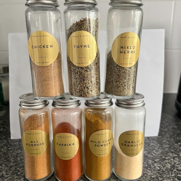 Gold Metallic Herbs and Spice Labels - Custom List - Waterproof Labels ...