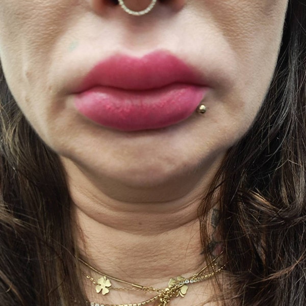 14K Solid Gold Threadless Dangle Piercing, Drop Earrings, Dangle ...