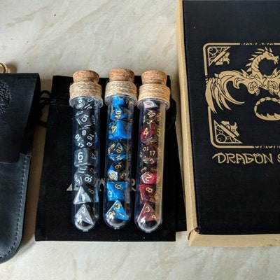 RPG Dice Potion Bag With Fantasy Dice Potion Flask Set: Black Leather ...