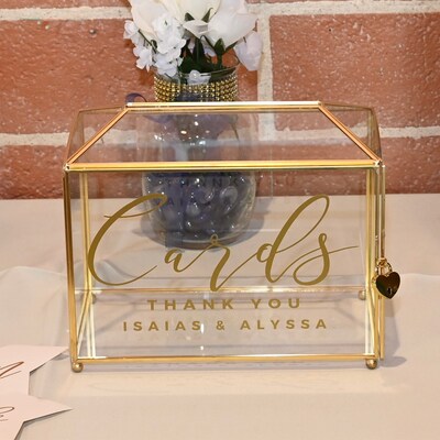 Custom Card Box Vinyl Decal Sticker for Wedding Cards Sign, Rose Gold ...