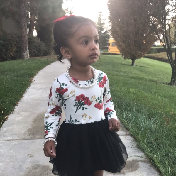 Girls Red Rose Floral Dress Baby Girls Dress Rose Birthday Dress Red ...