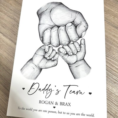 Personalised Family Daddy's Team Print Fist Hands up to 5 Children ONLY ...
