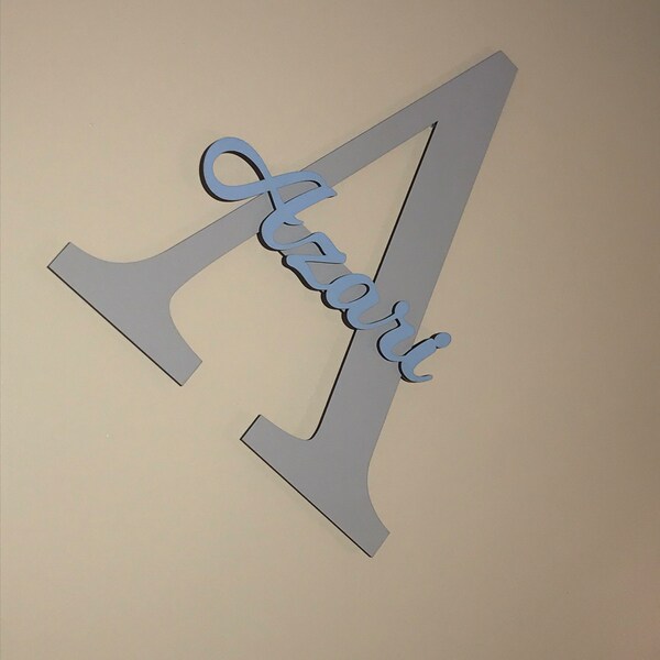 Custom Wooden Wall Name Sign Wood Big Letters Modern Nursery Bedroom ...