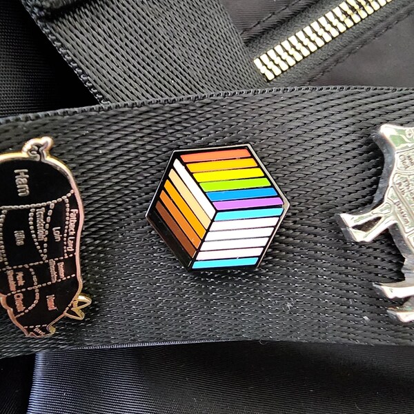 Inclusive Rainbow Pin - Flag Cube - Geometric LGBTQ Pin Lapel Badge ...