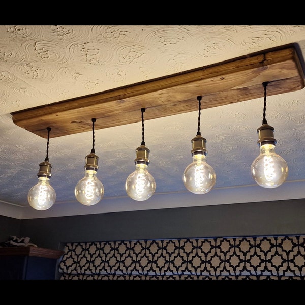 Rustic 3/5 Pendant Wooden Plank Light - Etsy UK