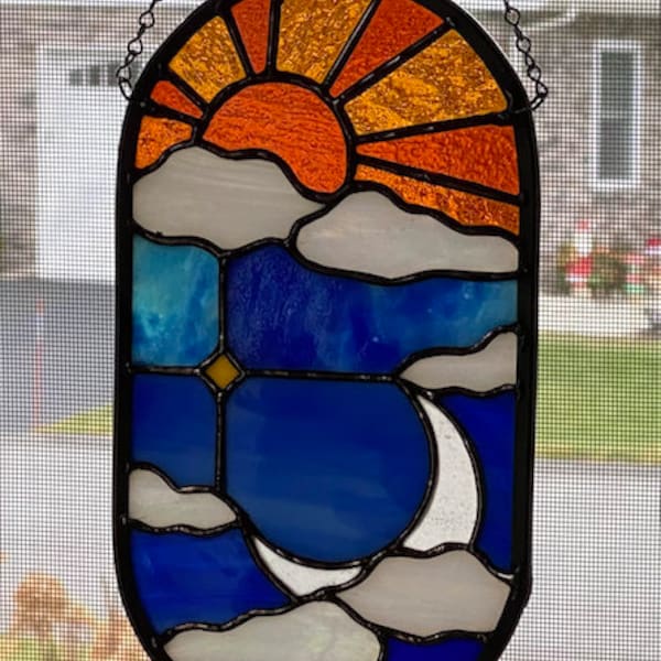 Celestial Sun and Moon Stained Glass Pattern, Beginner Stained Glass ...